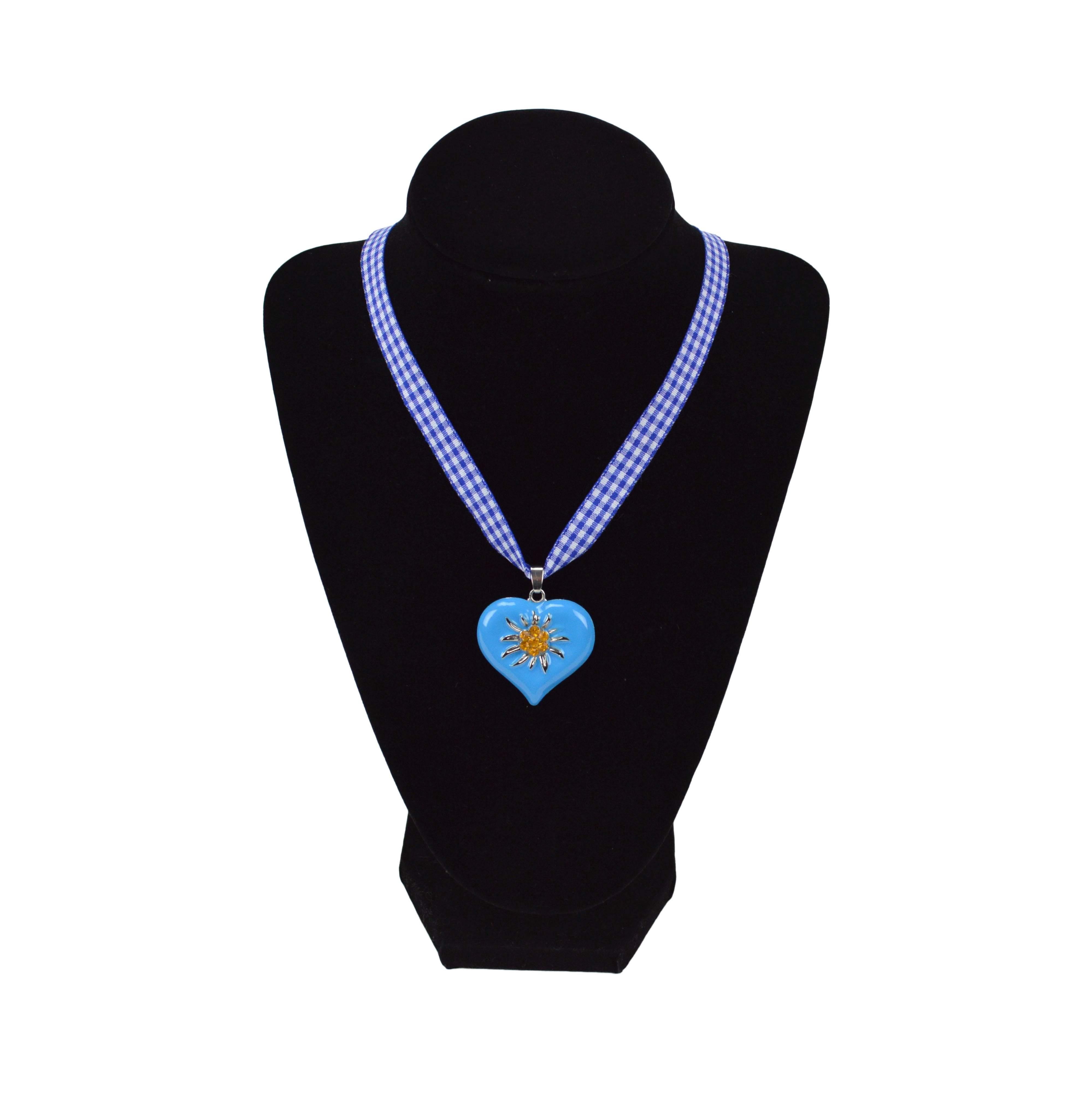 GERM Edelweiss Blue Heart Necklace Oktoberfest Acrylic Jewelry & Silver ...