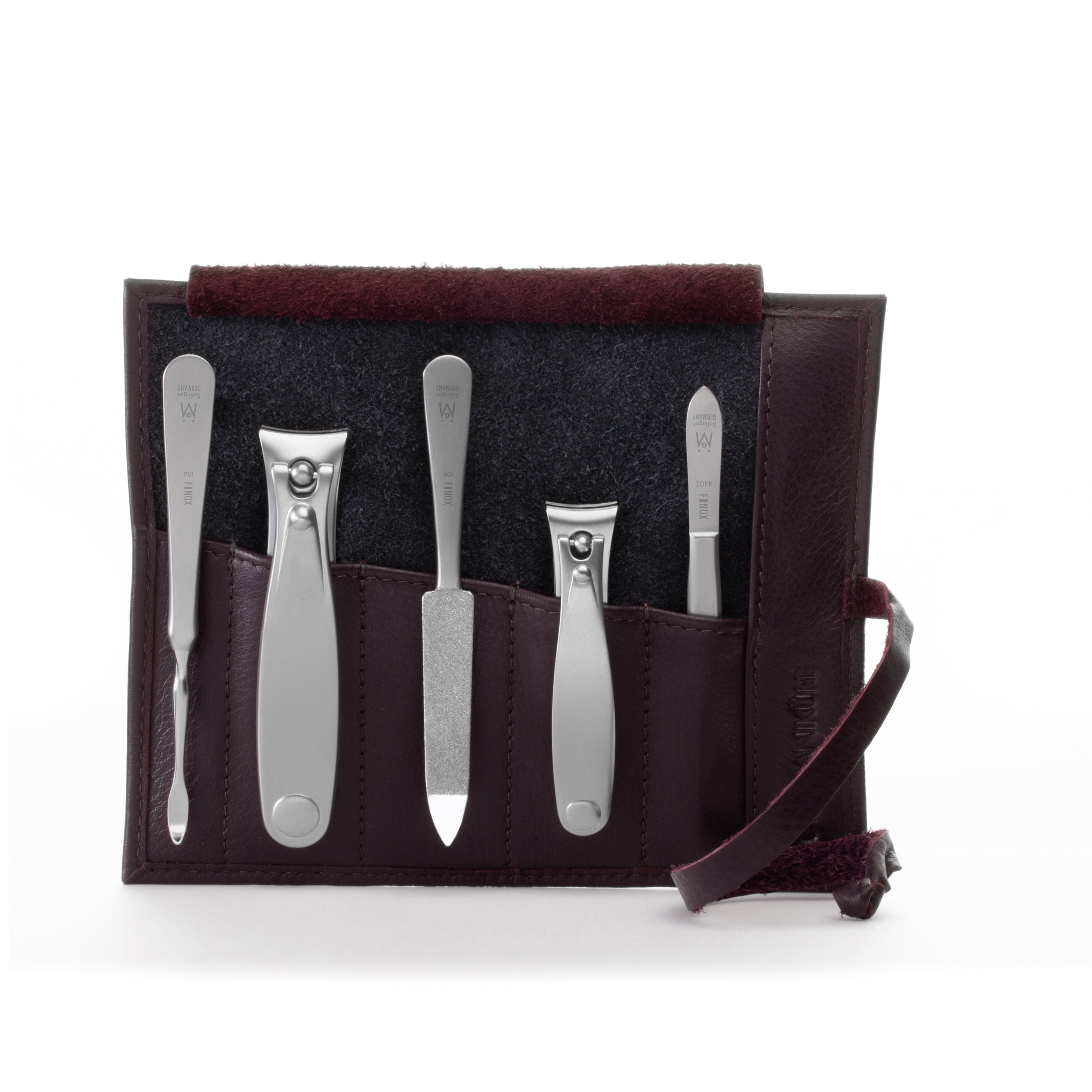 GERMANIKURE 5pc Manicure Set in Dark Purple Leather Case - Made in ...