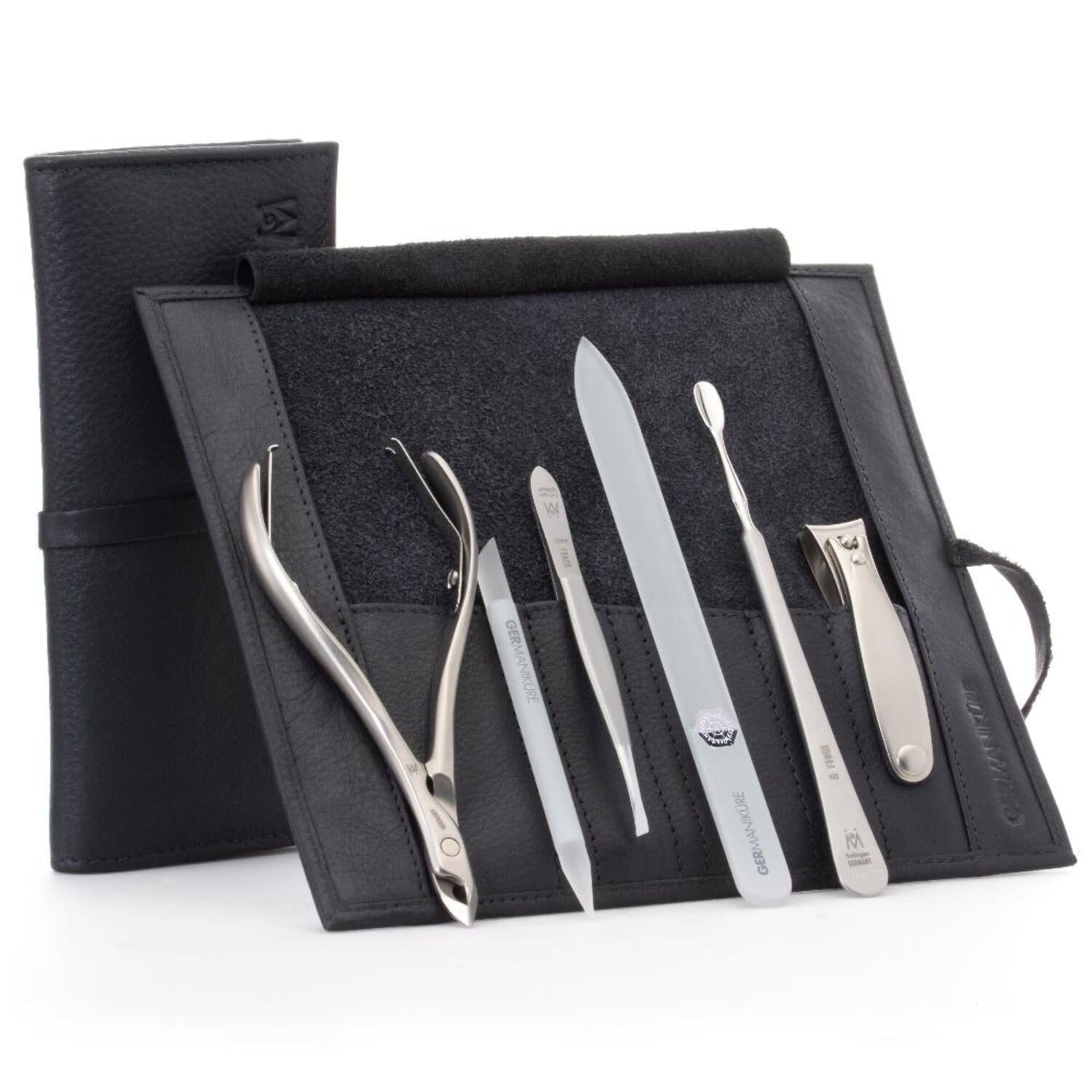 GERMANIKURE 6pc Manicure Set in Black Leather Case - FINOX Stainless ...