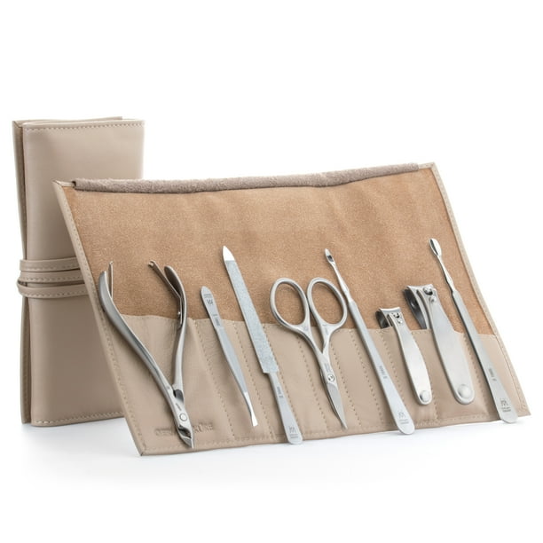 GERMANIKURE 8pc Manicure & Pedicure Set in Beige Leather Case - Made in ...