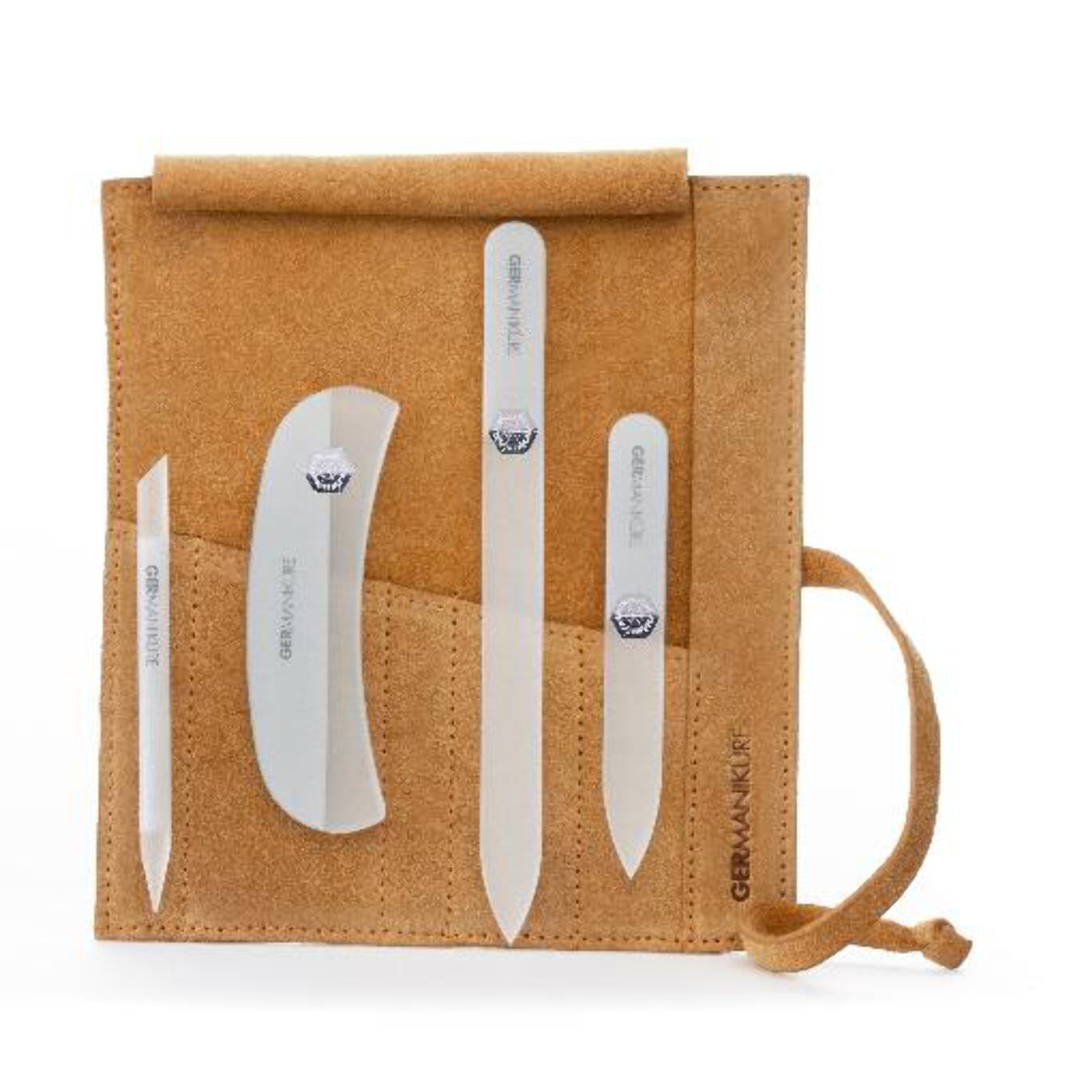 GERMANIKURE Crystal Glass Nail File Set in Yellow Suede Case – Handmade ...