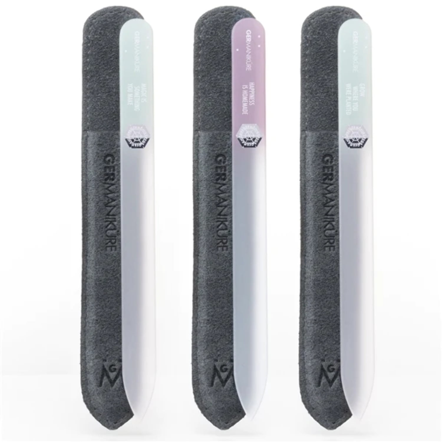 GERMANIKURE Czech Crystal Glass Nail File 3 Pack in Suede Leather Case ...