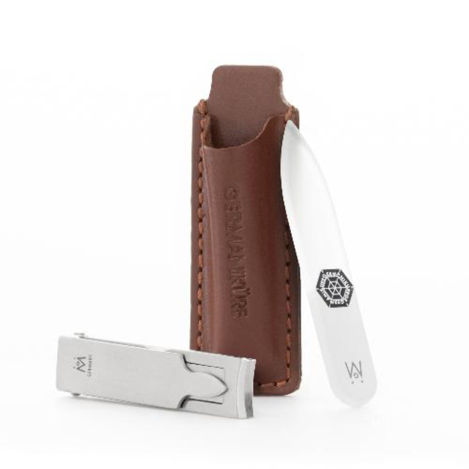 GERMANIKURE Pocket Nail Clipper and Glass Nail File Set in Brown ...