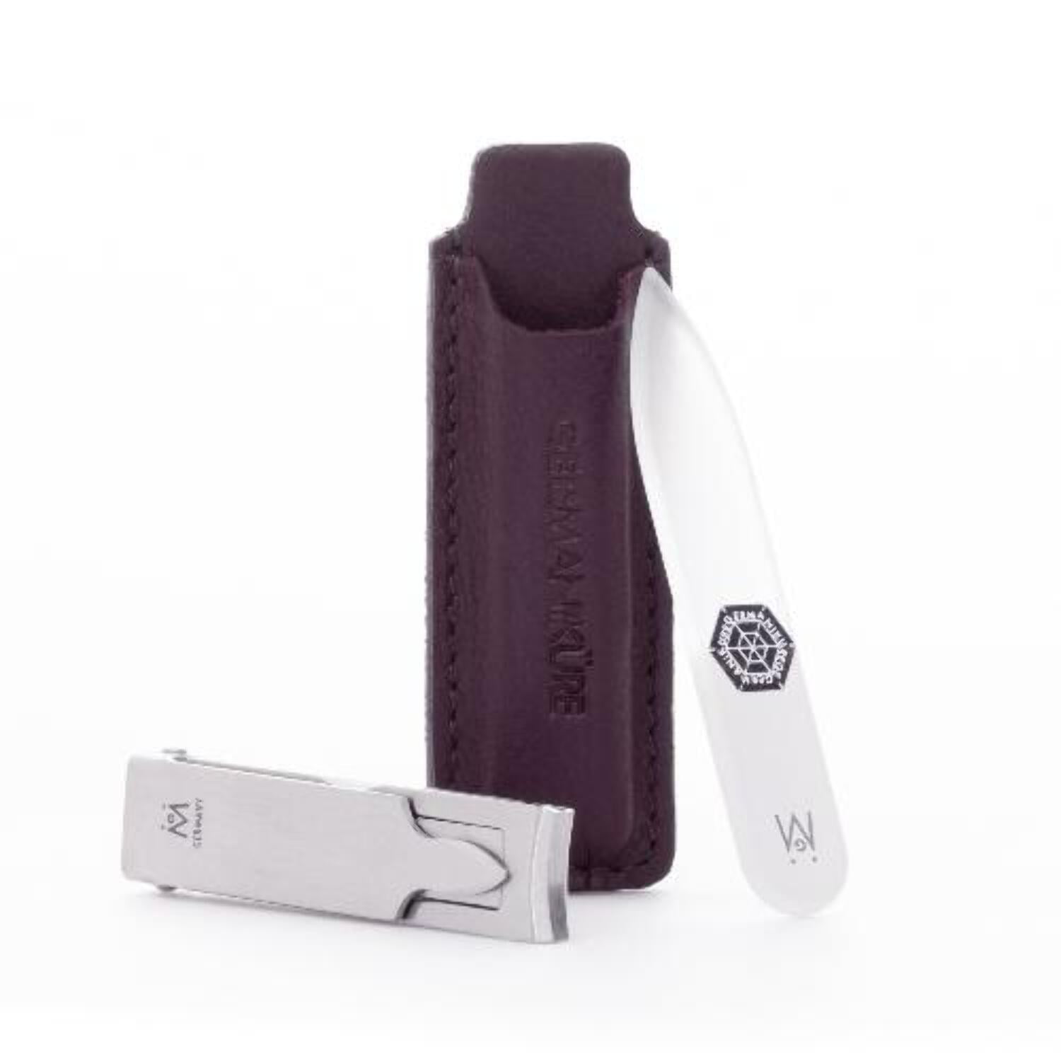 GERMANIKURE Pocket Nail Clipper and Glass Nail File Set in Purple ...