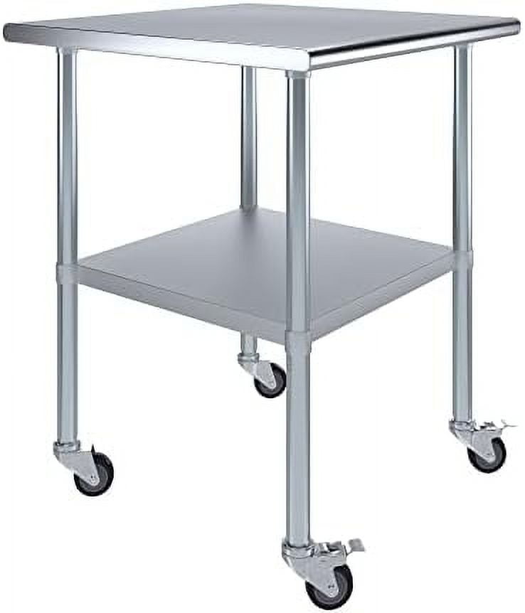 GEROBOOM 24" x 12" Stainless Steel Work Table with Casters | Heavy Duty ...