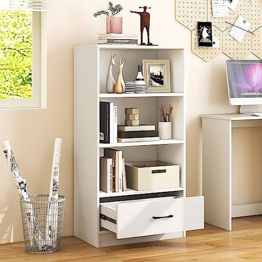 GEROBOOM 3 Bookcase with Drawer Wood Bookshelves and Cube Bookcase ...