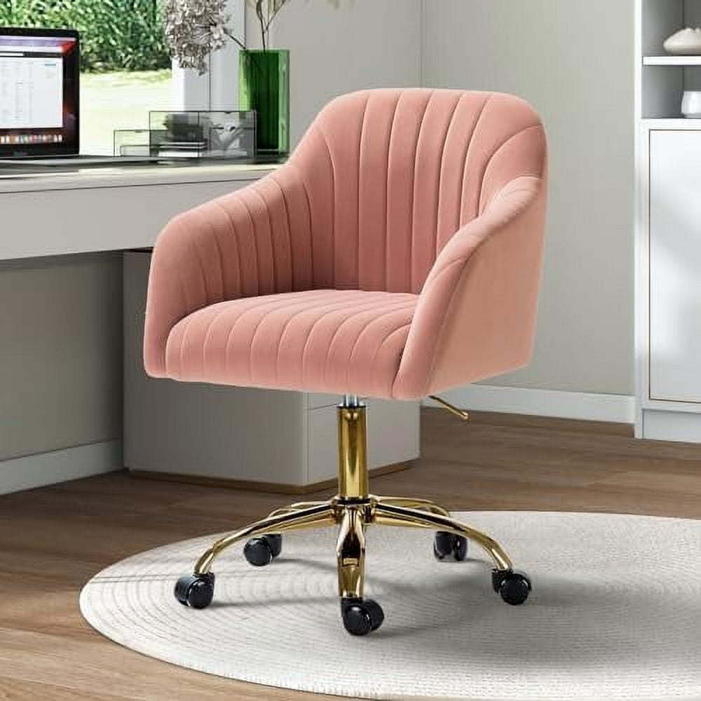GEROBOOM Modern Velvet Home Office Desk Chair with Gold Base & Channel ...