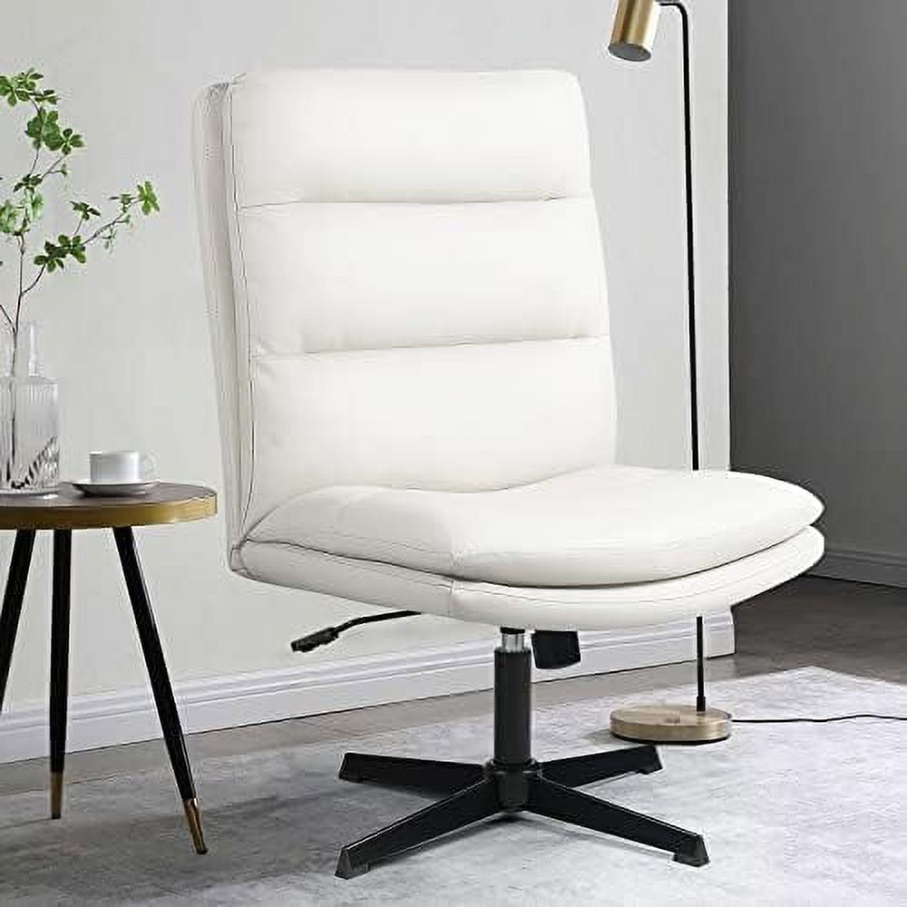 GEROBOOM PU-Padded Armless Office Desk Chairs No Wheels High-Back Wide ...