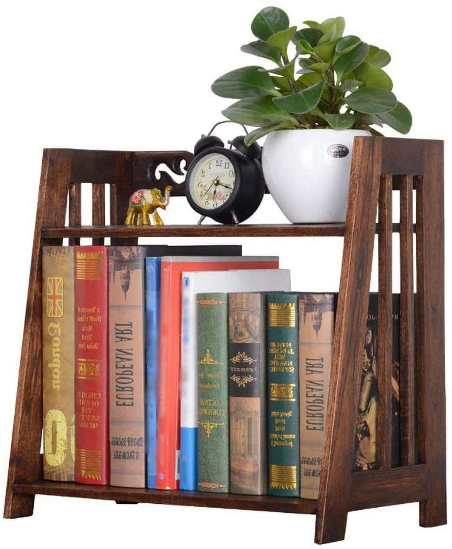 GEROBOOM Small Corner Bookcase Retro Simple Bookshelf Multi-Layer ...