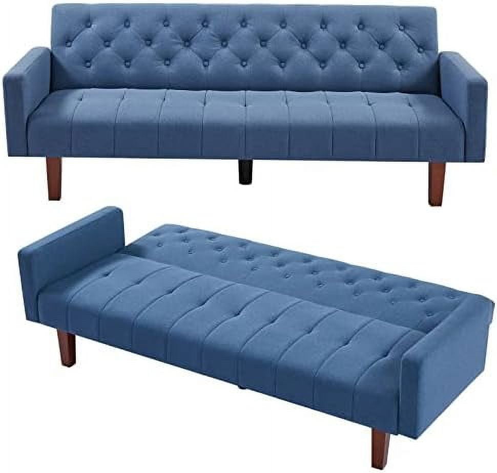 GEROBOOM Tufted Linen Futon Sofa Couch Bed for Living Room Convertible ...