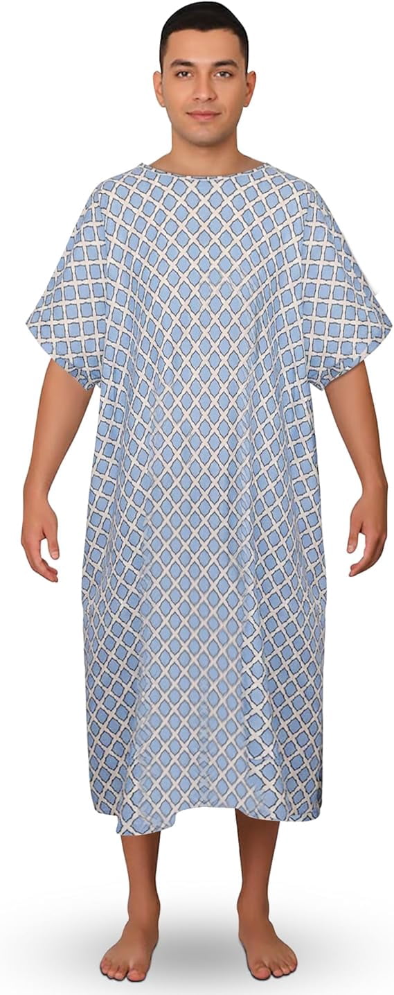 GERVRA Reusable Hospital Gown 6-Pack - Soft Breathable Patient Gowns ...