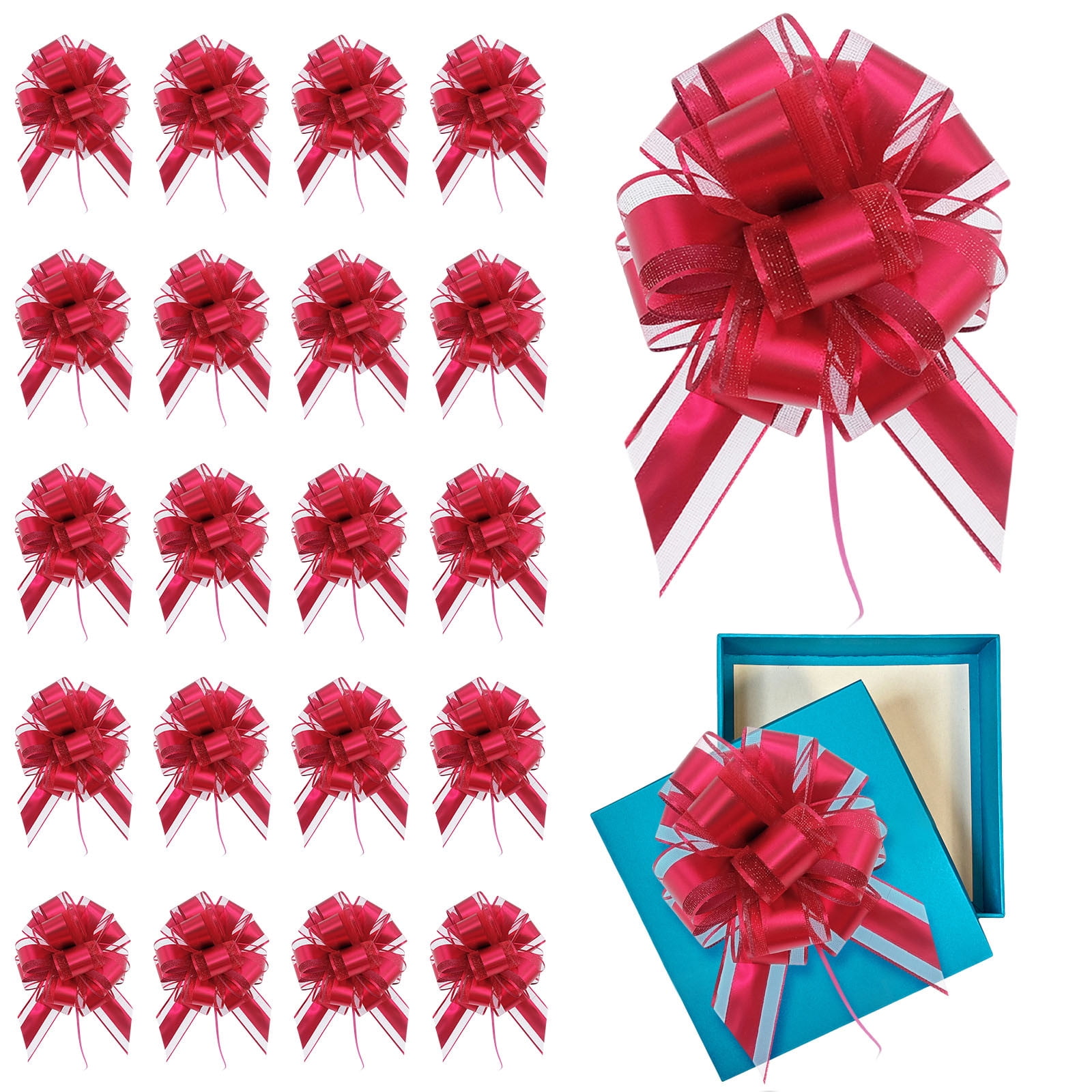 GERsome 20 Pieces Pull Bow Gift Wrapping Pull Bow Ribbon Pull Bows for ...