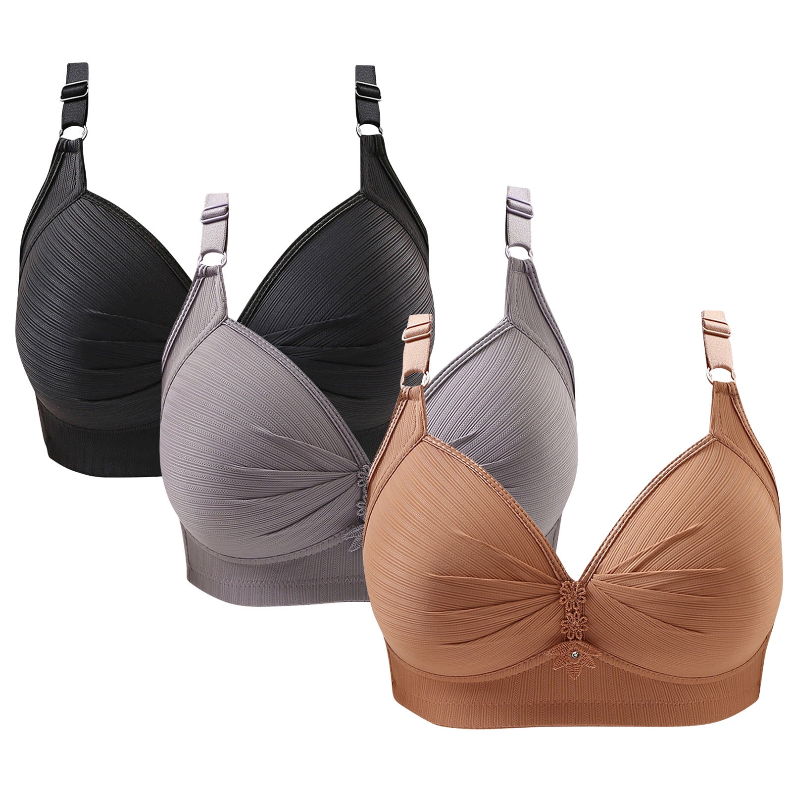GERsome 3PCS Assorted Color Supportive Bras for Women Full Coverage ...