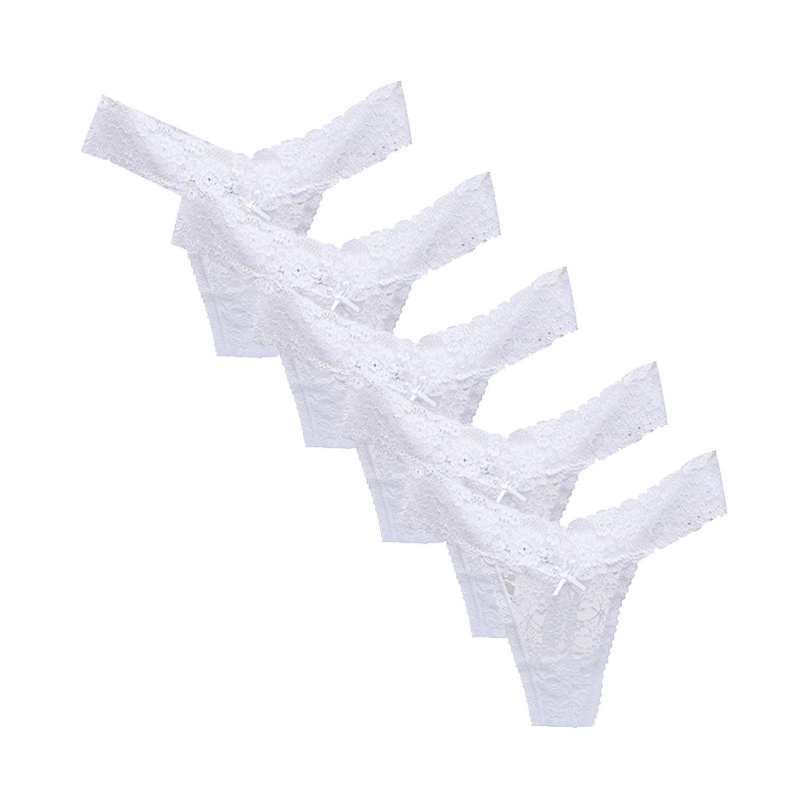 Gersome 5 Pack Lace Thongs For Women Breathable Low Rise Bikini Lady
