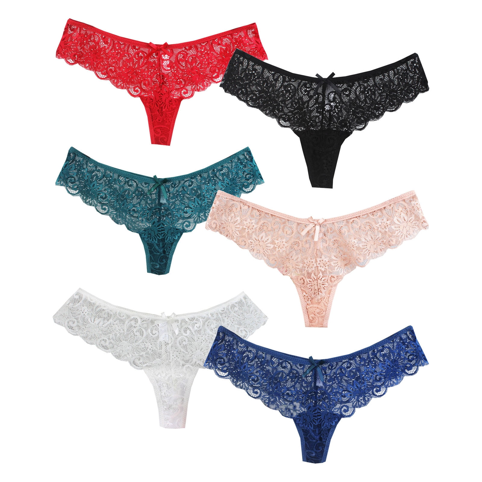 Gersome 6pc Womens Sexy Floral Lace G String Thong Panties
