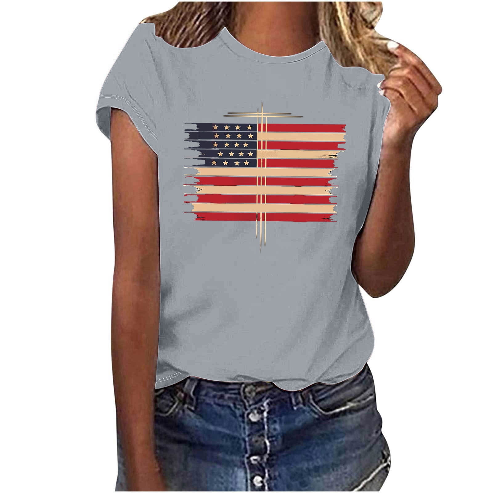 GERsome American Flag T-Shirt for Women 4th of July Patriotic Shirts ...