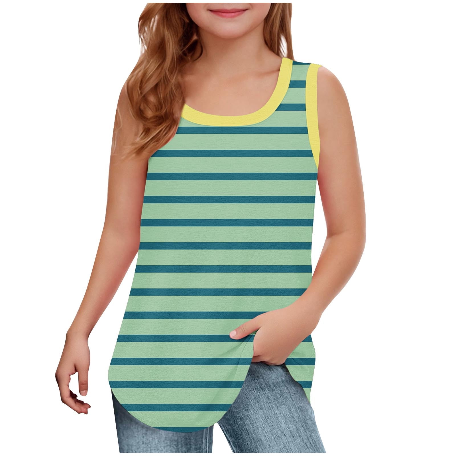 GERsome Athletic Tank Tops for Girls Summer Square Neck Sleeveless ...