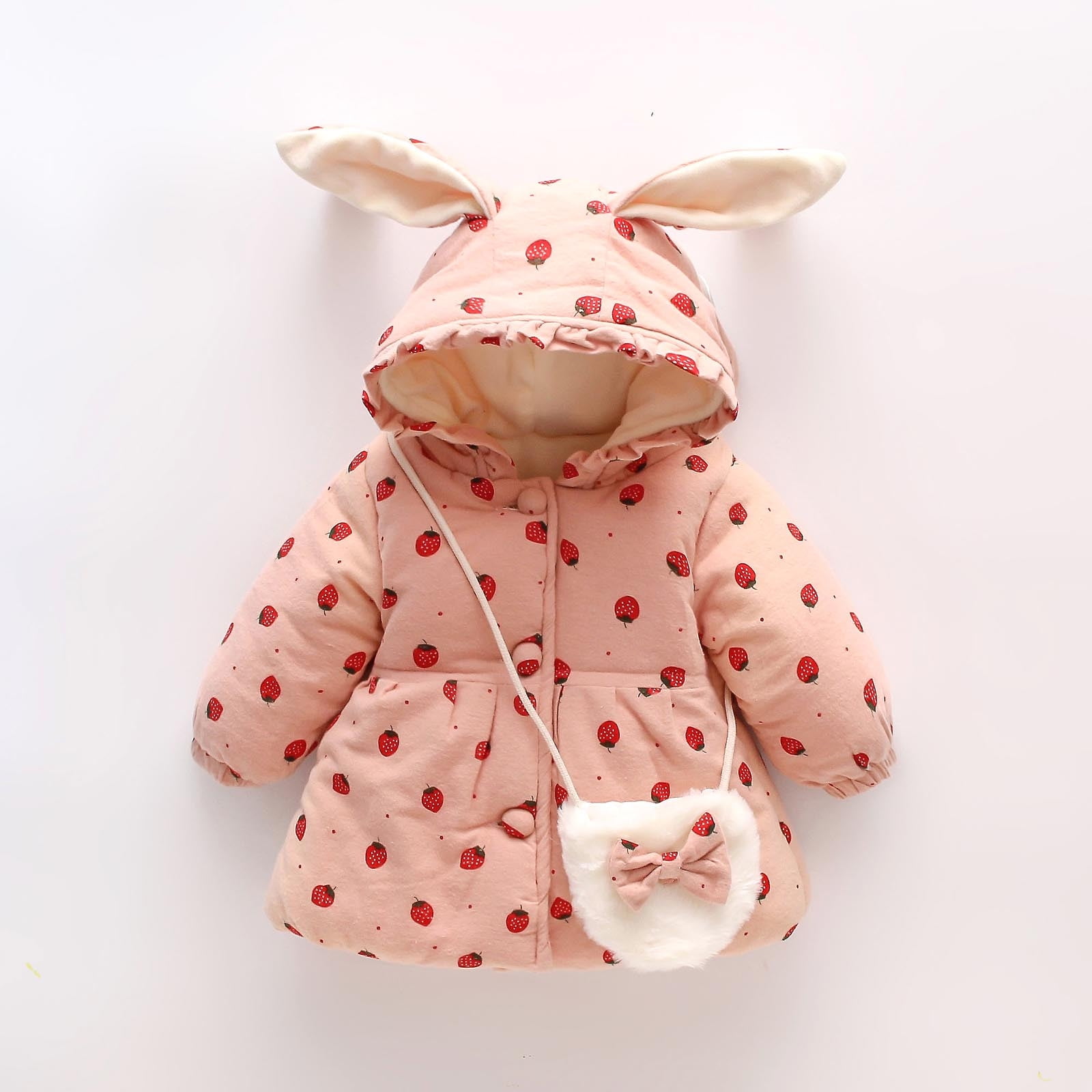 GERsome Baby Girls Strawberry Print Warm Coat Kids Flannel Lined ...
