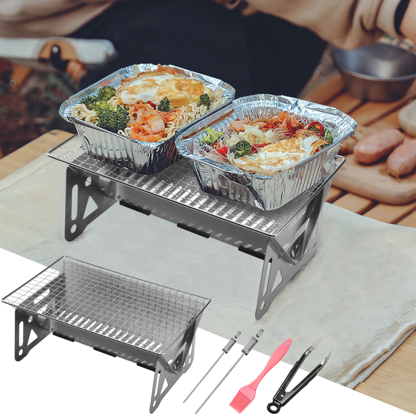 GERsome Charcoal Grill,Portable Barbecue Grill Folding BBQ Grill,Small ...