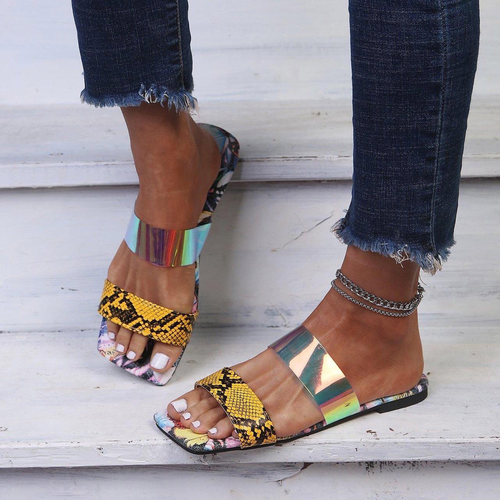 GERsome Clear Slide Sandals for Women Transparent Sandals Women Dressy ...