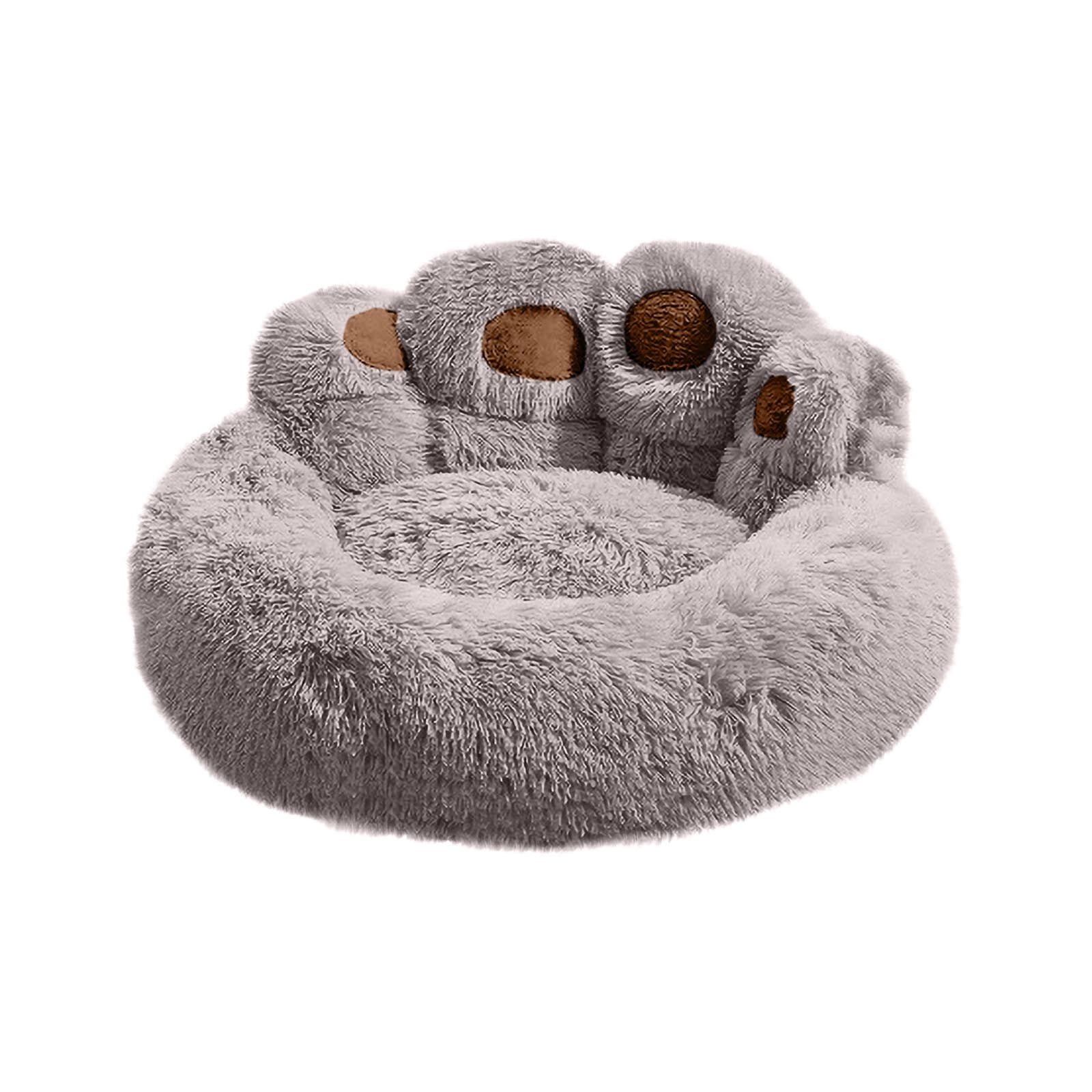 GERsome Cute Round Calming Dog Bed of Paw Shape, Pet Large Plush Dog ...