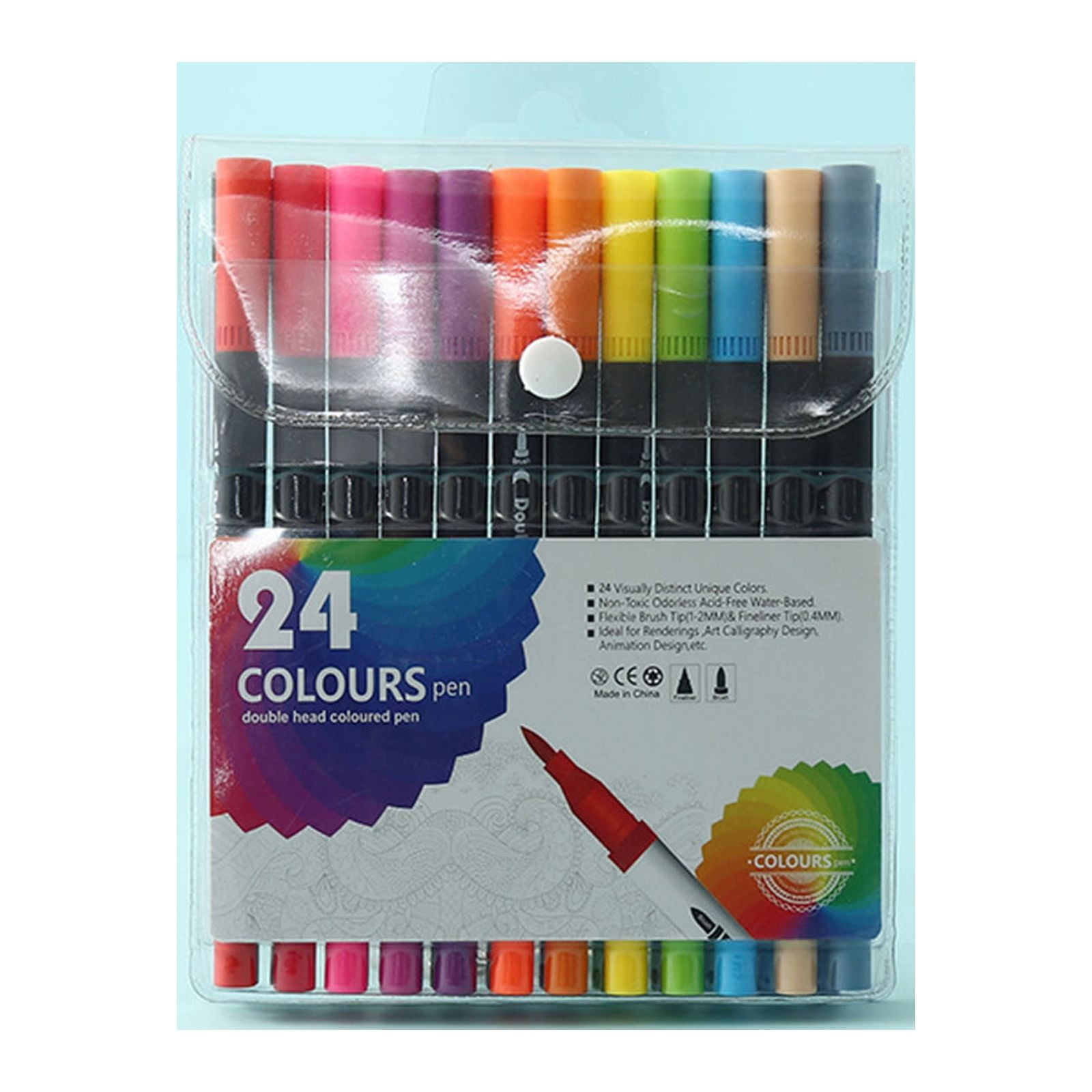 GERsome Double Line Pen 24 Pack Outline Pen, Two Color Pen Two Line ...