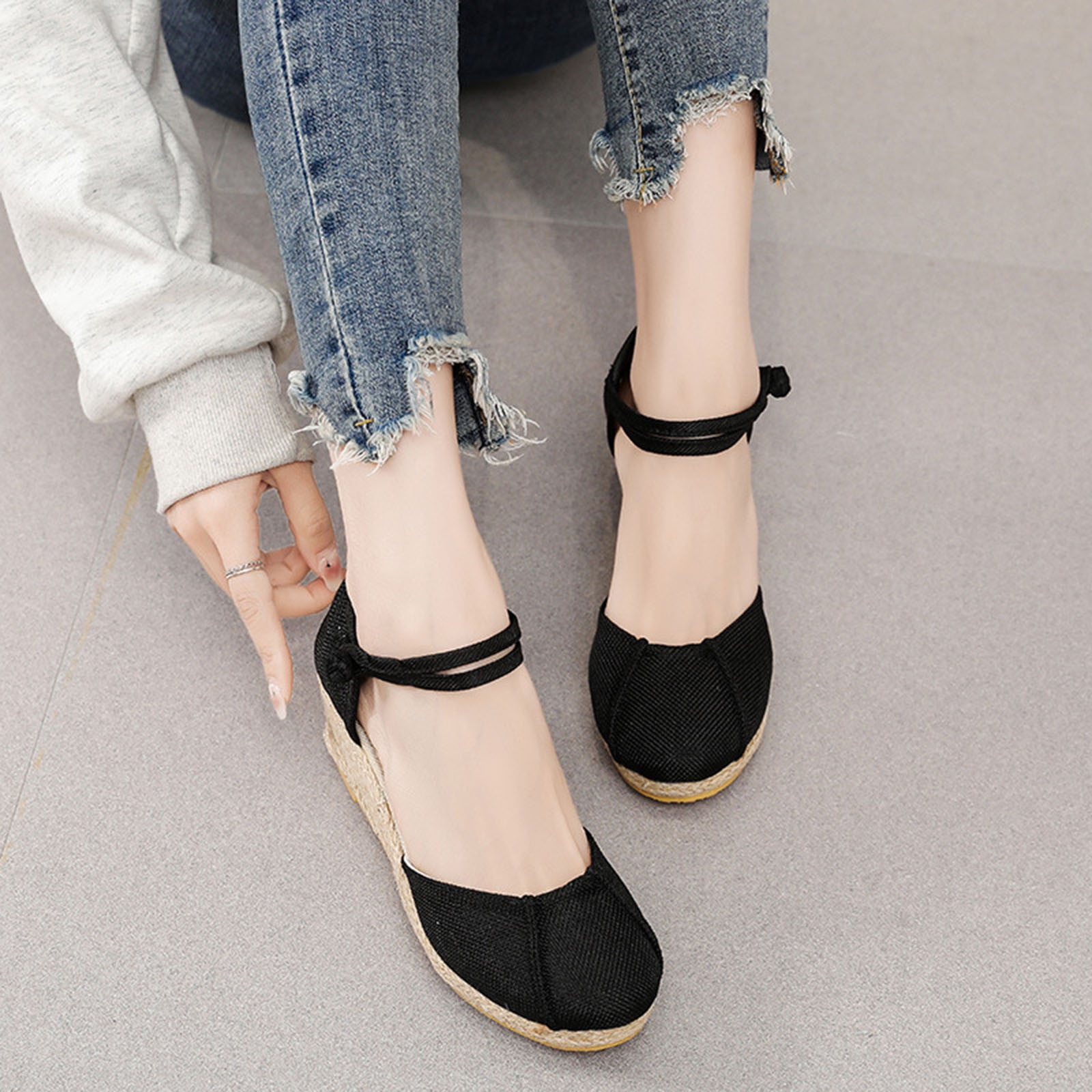 GERsome Espadrille Wedge,Womens Wedges Sandals Espadrilles Platform ...