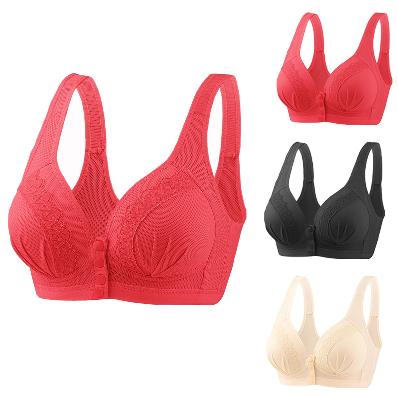 GERsome Front Button Bra Front Closure Everyday Sports Bras Comfort ...