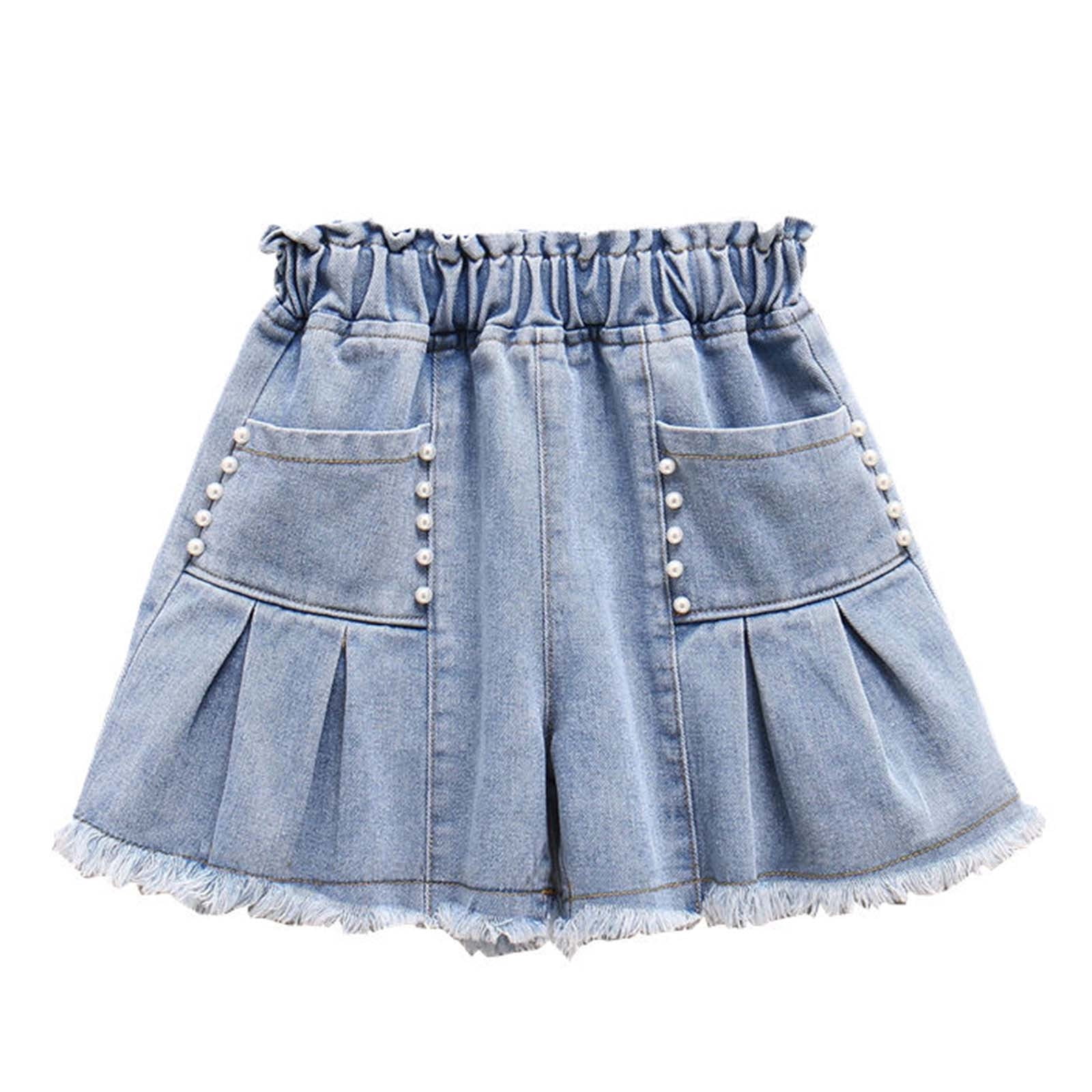 GERsome Girls Jean Shorts Comfy Elastic Waist Shorts Summer Pull On ...