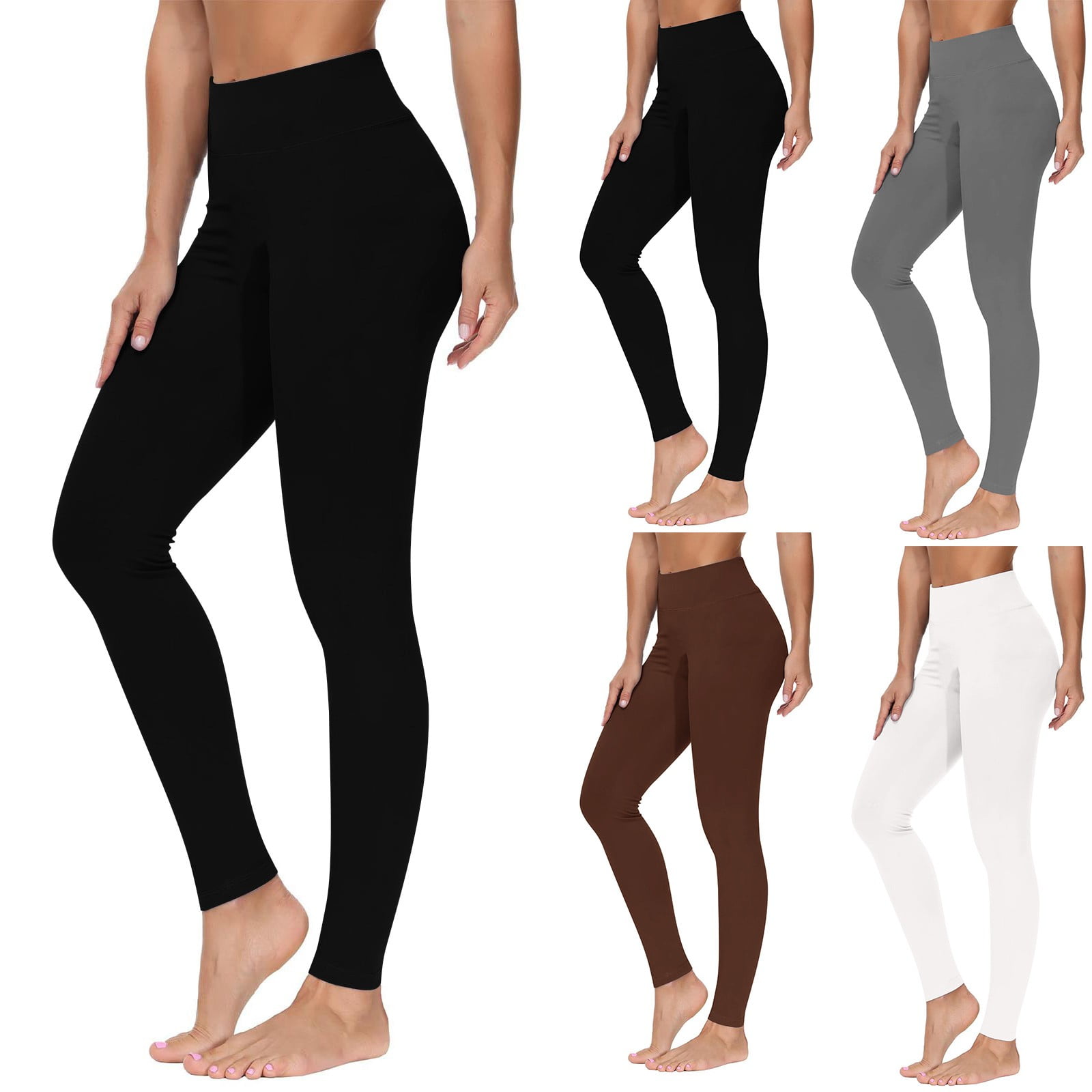 GERsome High Waisted Leggings for Women Solid Color No See Through ...