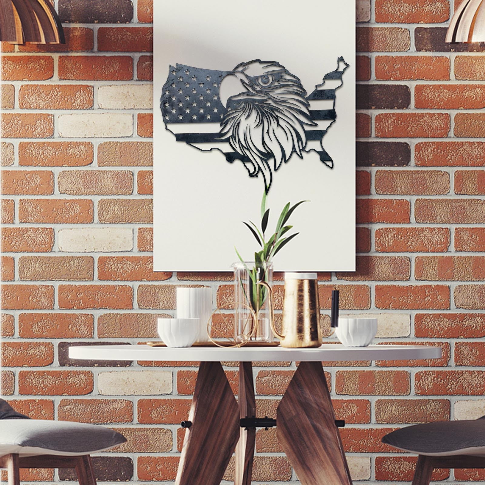 GERsome Independence Day Metal Wall Art - Bald Eagle American Flag Wall ...