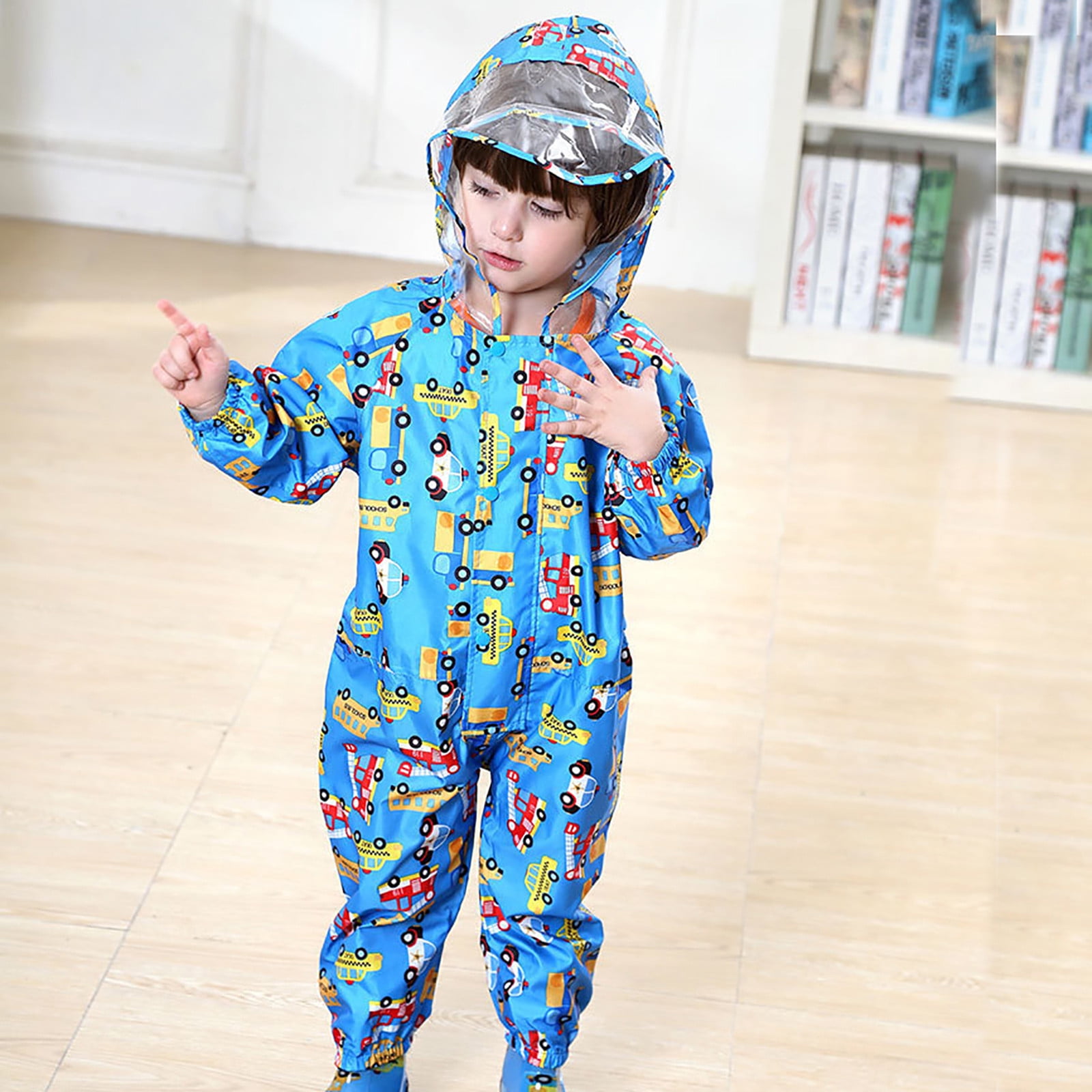 GERsome Kids Toddler Rain Suit for Boys Girls One Piece Hoodie Zipper Cartoon Waterproof ...