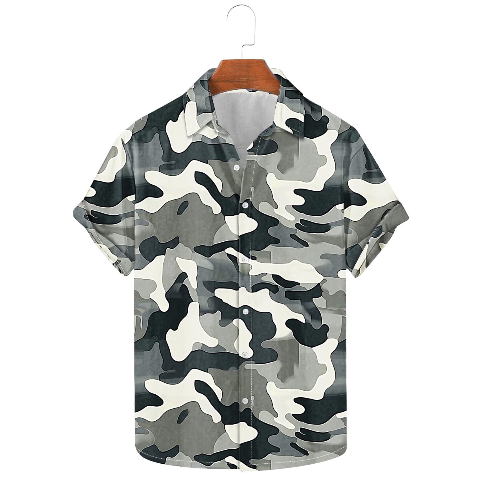 GERsome Men's Camouflage Shirts Button Down Short Sleeve Camo Leisure ...