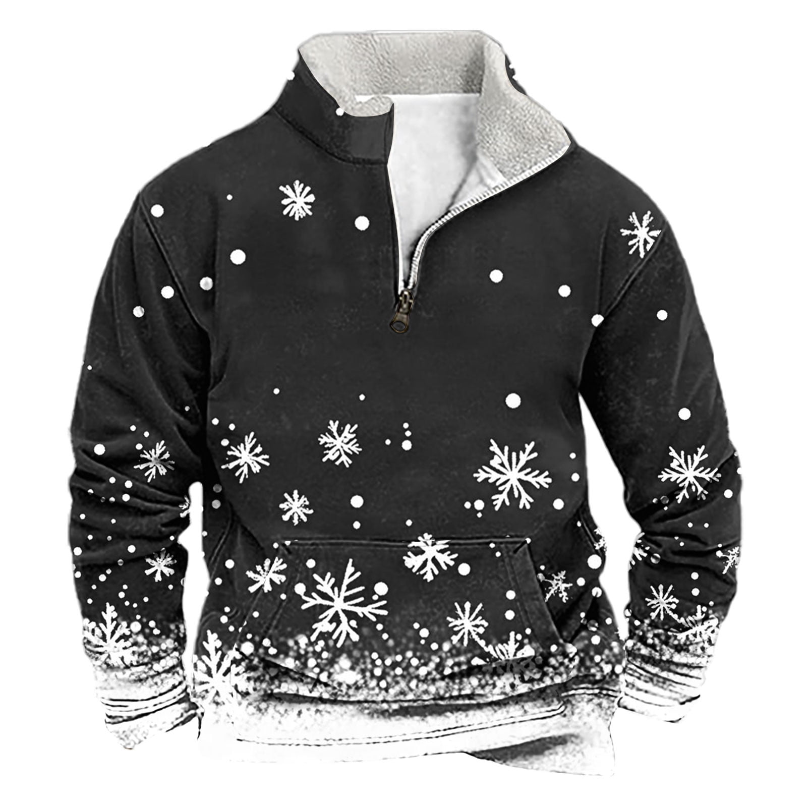 GERsome Men's Quarter Zip Christmas Sweatshirt, Xmas Snowflake Graphic ...