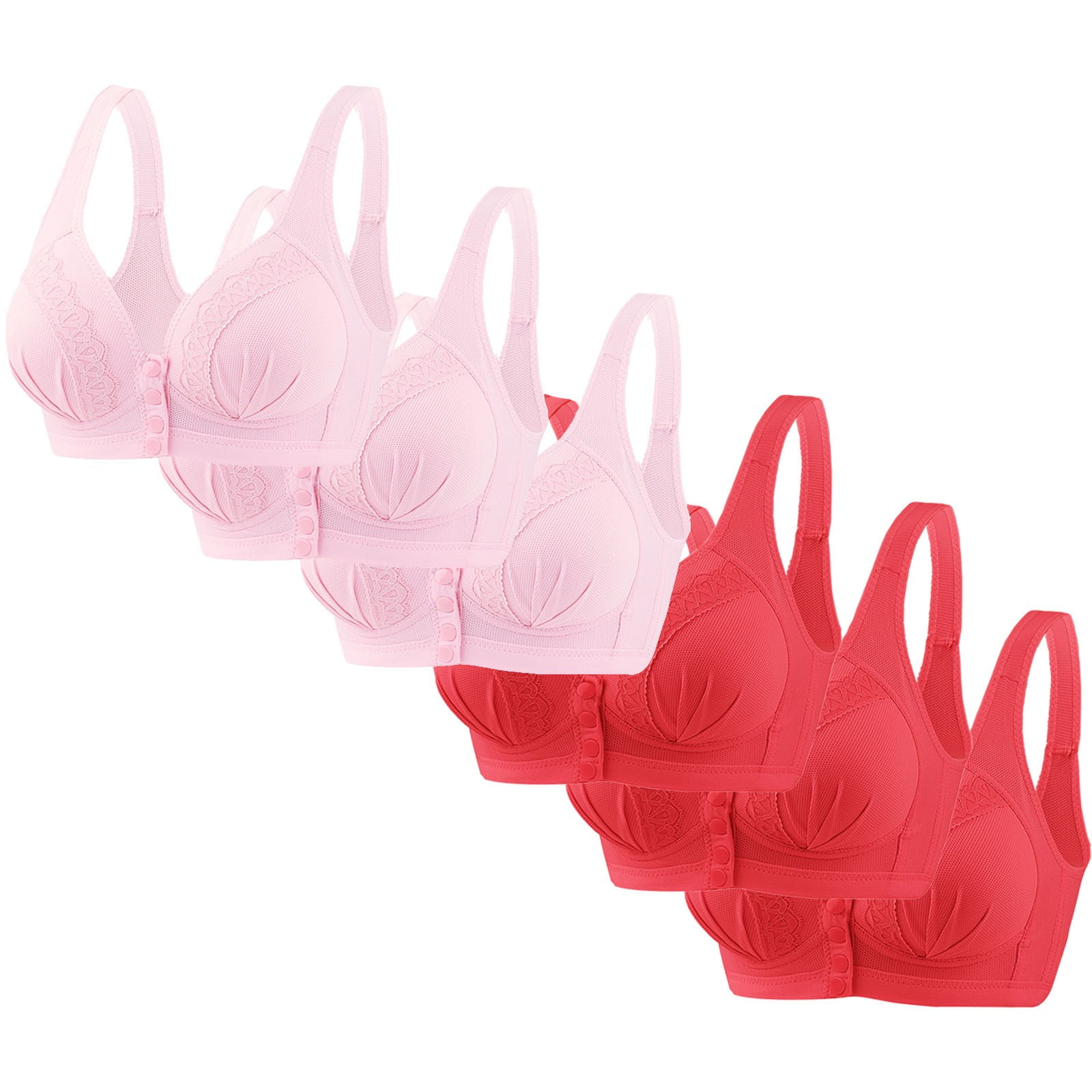 GERsome Pack of 6 Assorted Color Everyday Bra for Seniors Women's Front ...