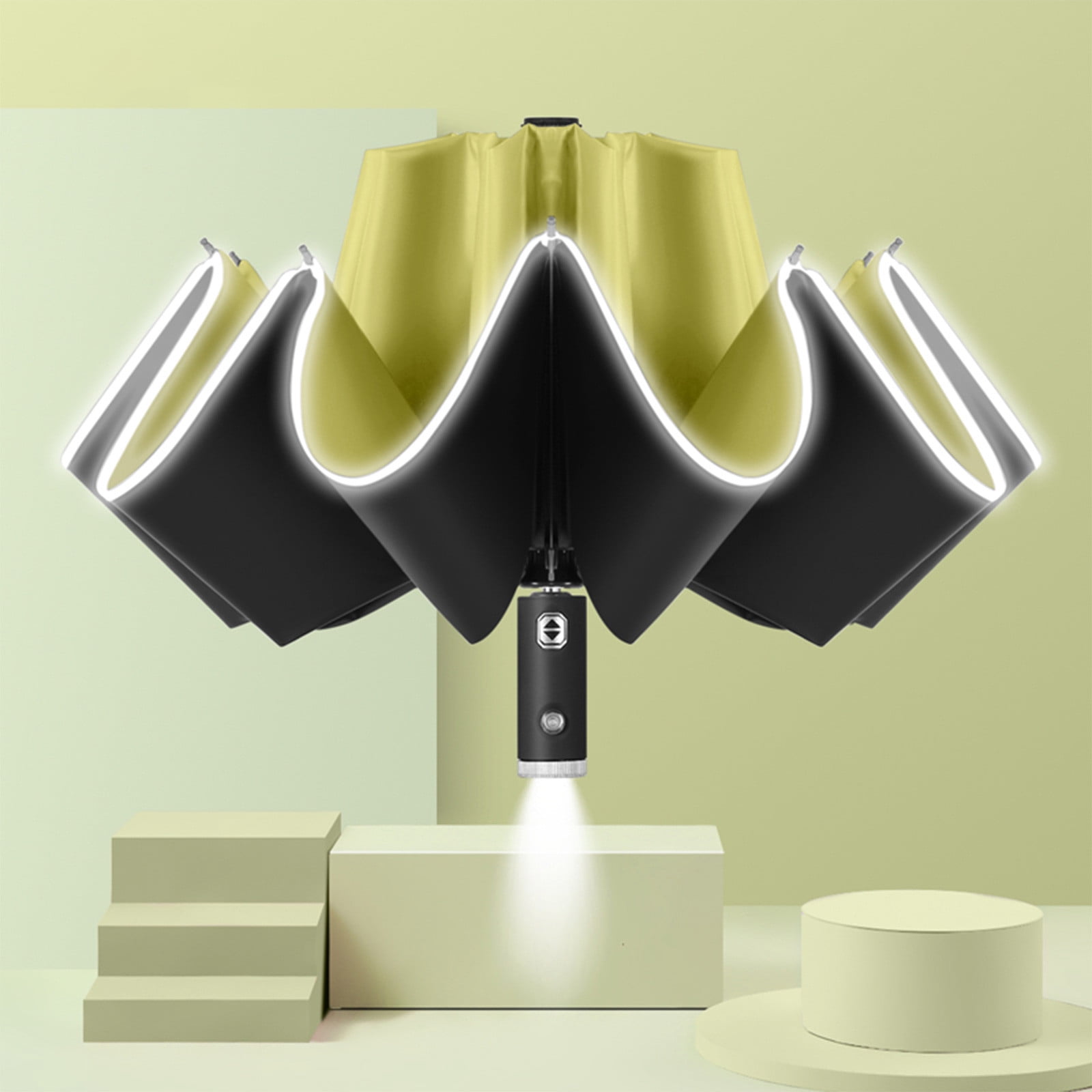 GERsome Portable Windproof Compact Travel Umbrella LED Flashlight ...