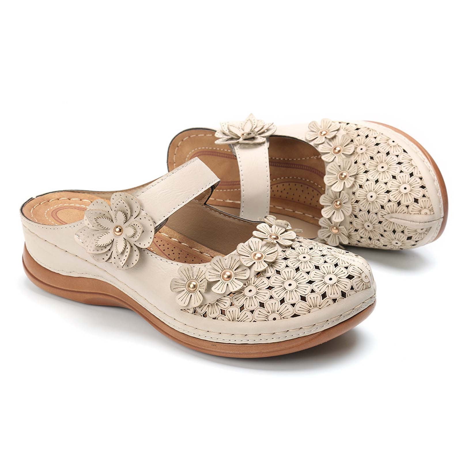 GERsome Summer Hollow Sandals for Women Comfortable Wedge Flower ...