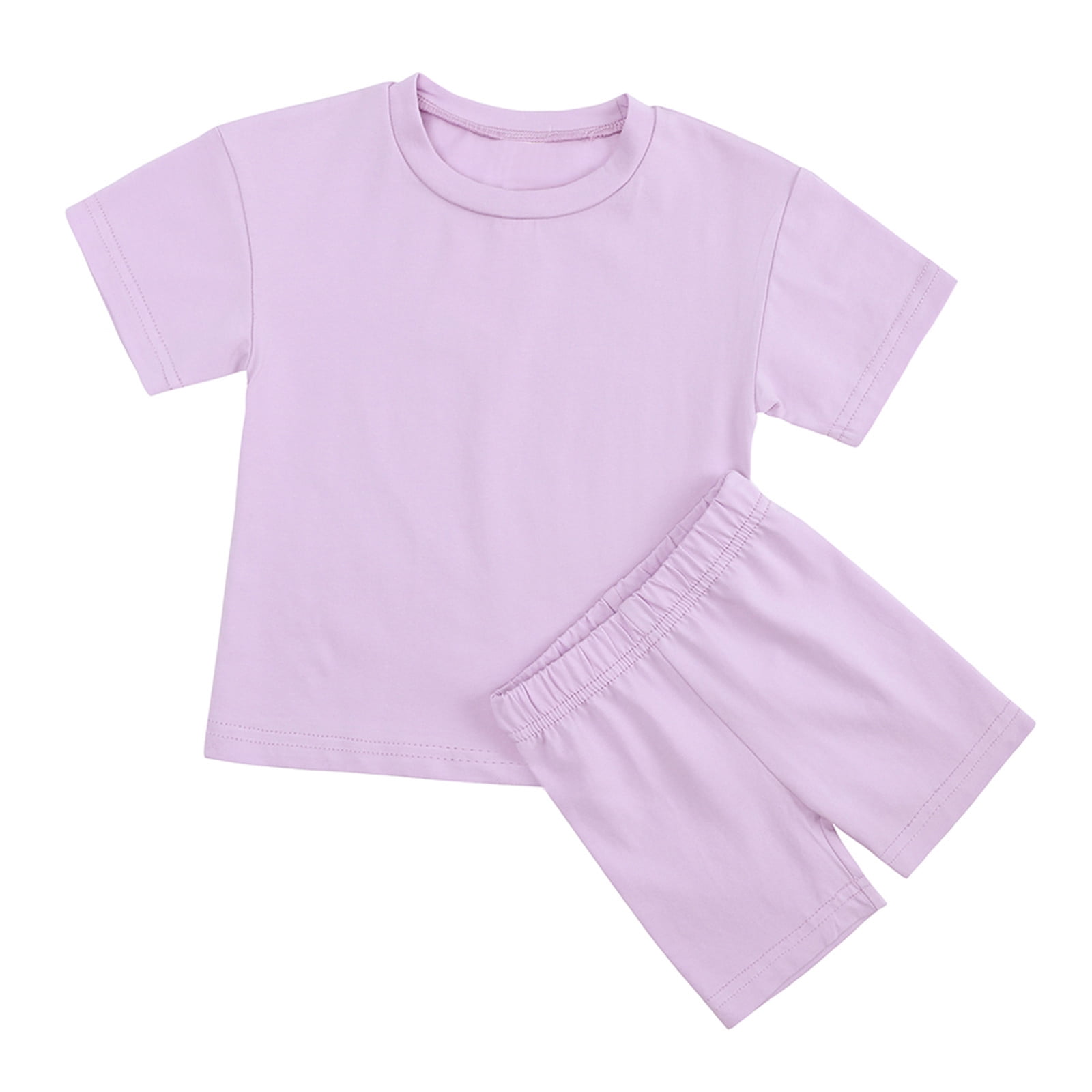 GERsome Toddler Girl Short Sets Summer Outfits Solid T-Shirt+Biker ...