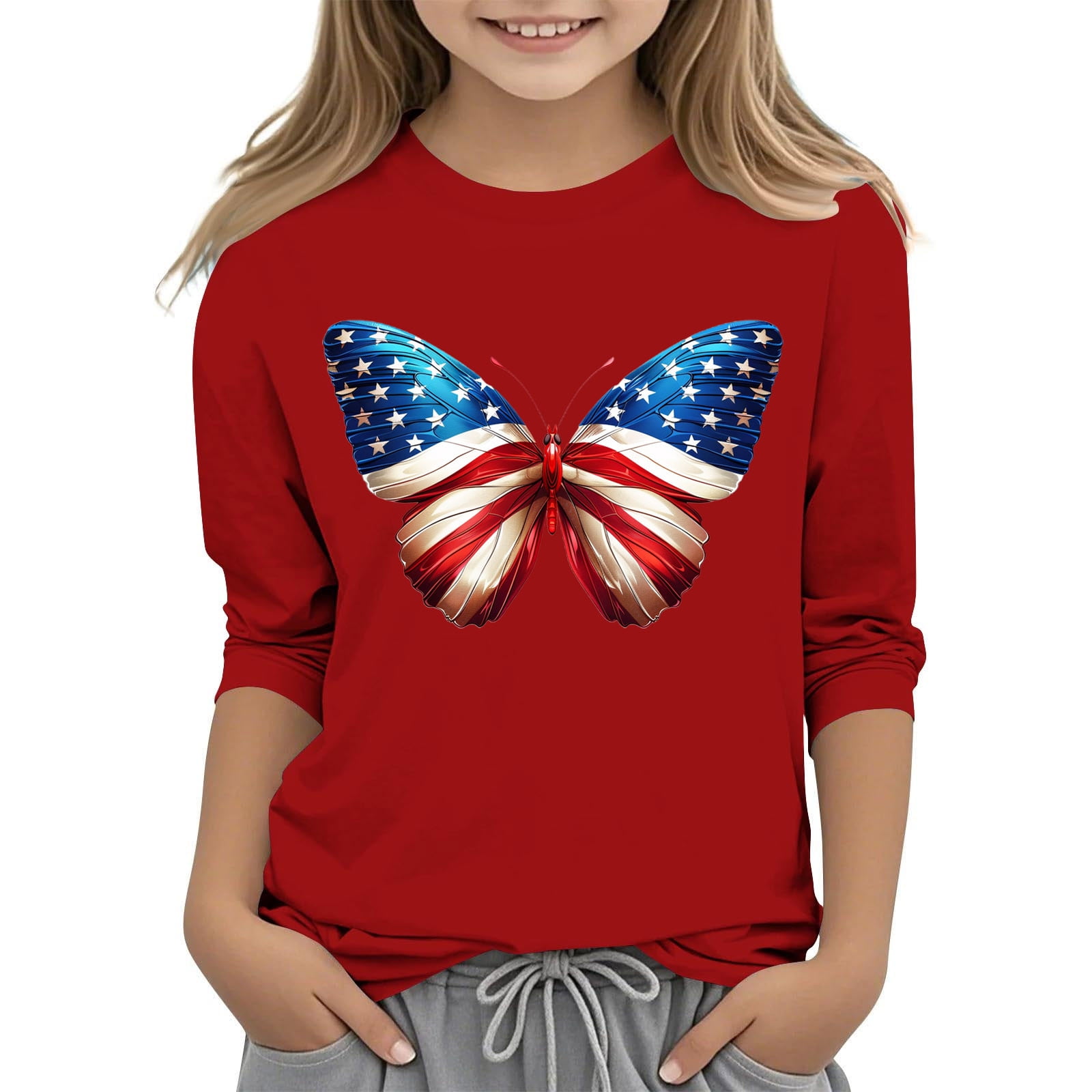 GERsome Unisex Kids 4th of July Crew Neck T Shirts, Girls American Flag ...