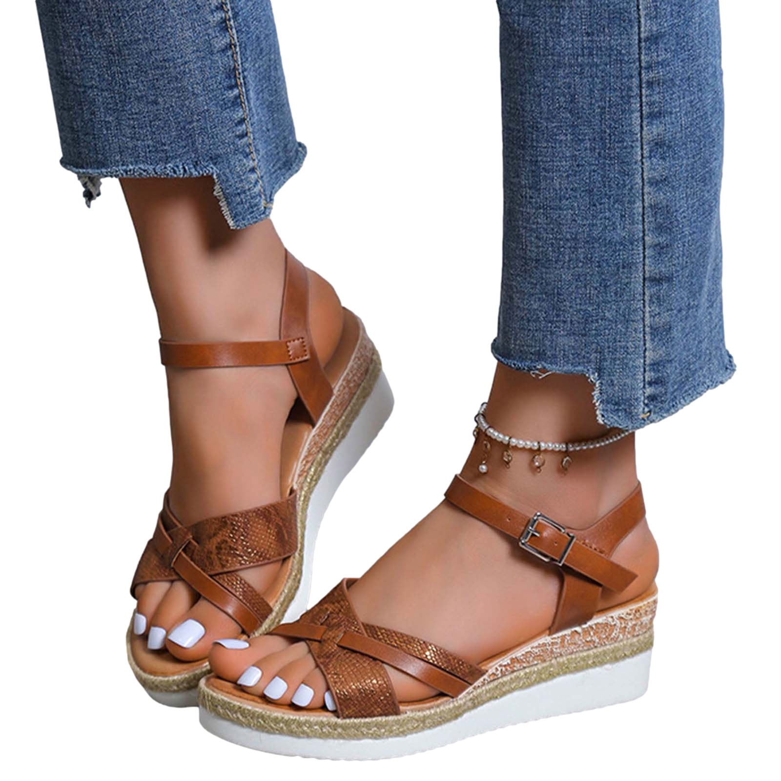 GERsome Wedges for Women, Women's Slide Wedge Sandal Summer Platform ...