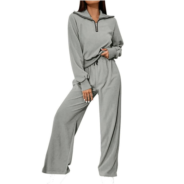 GERsome Women 2 Piece Outfits Sweatsuit Lounge Set Half Zip Pullover ...