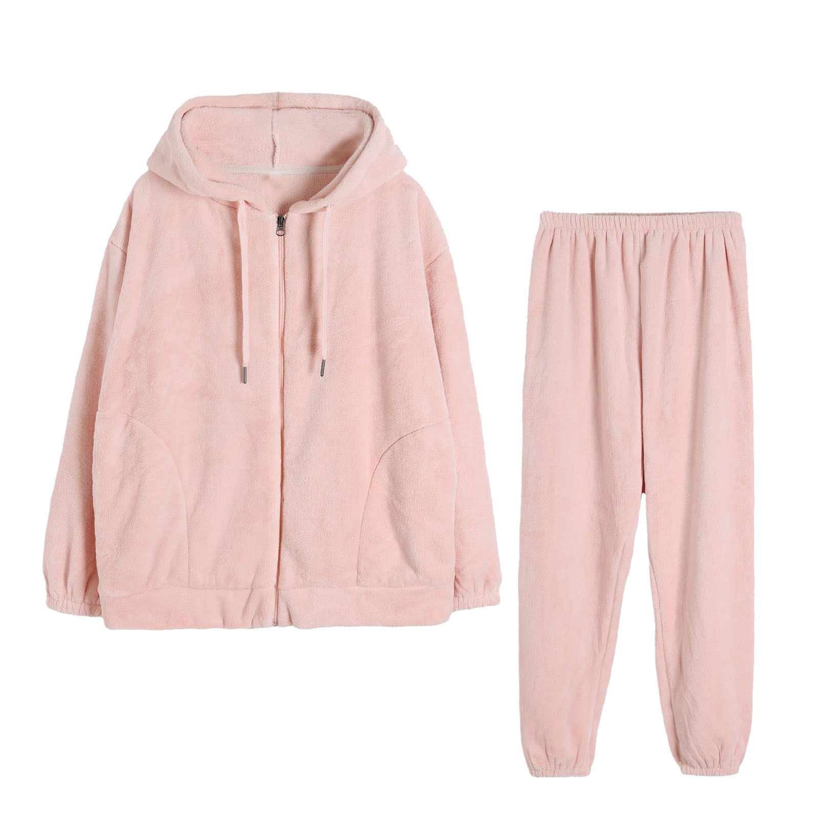 GERsome Women's Fluzzy Fleece Pajamas Warm Zip Up Sleepwear Sets ...