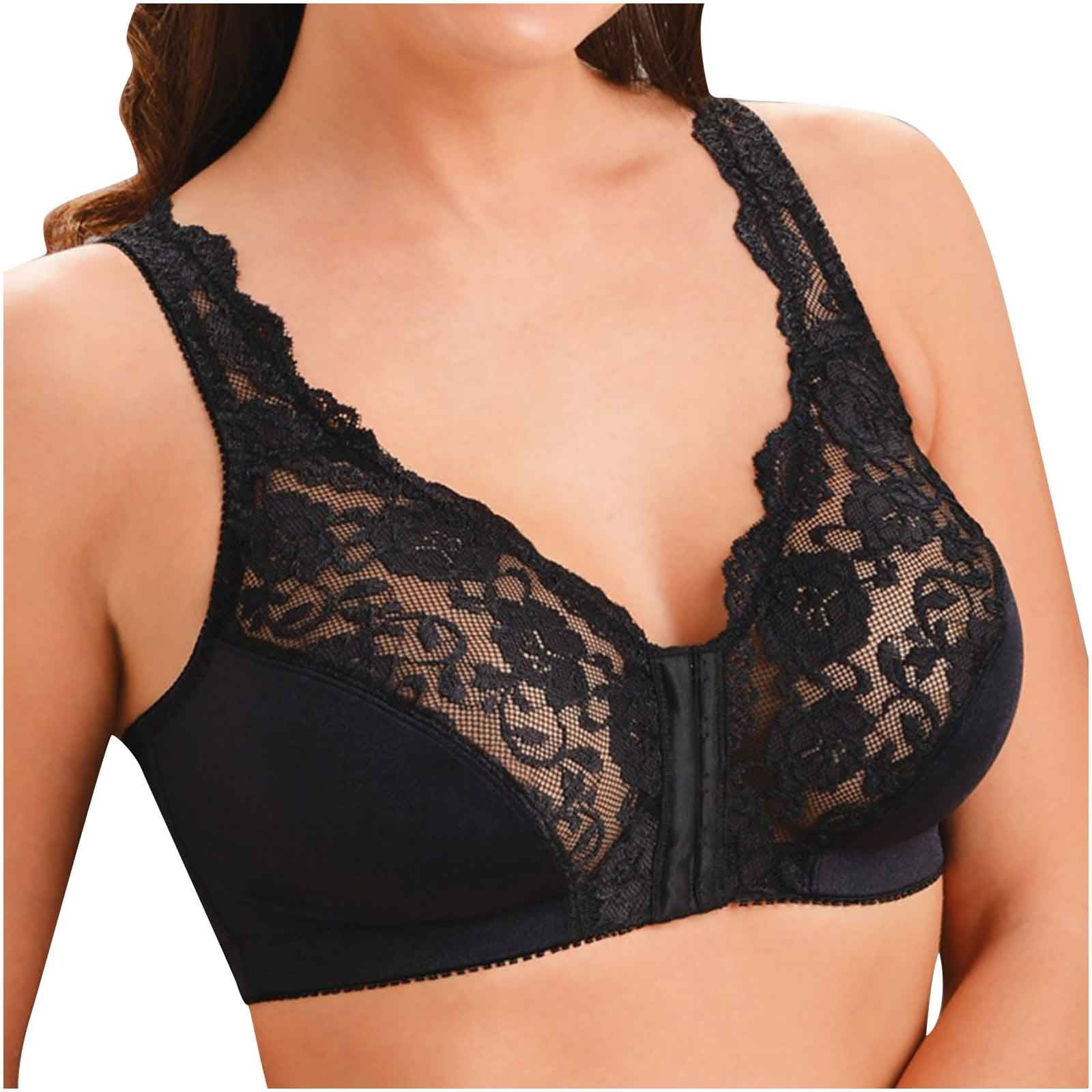 GERsome Women's Front Closure Lace Bra Push Up Lace Bra Underwire Plunge Full Coverage Bras Sexy ...
