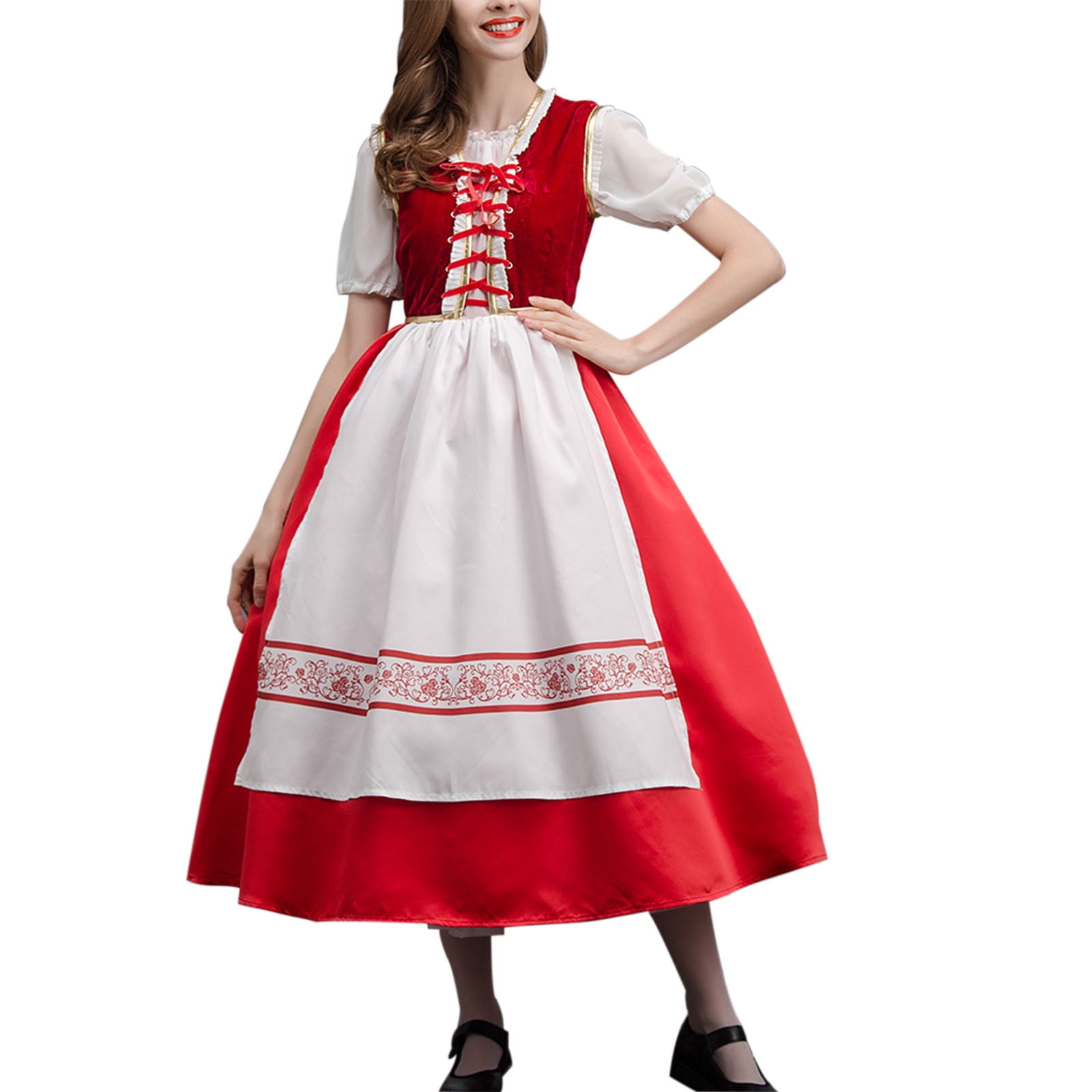 GERsome Women's Gothic Dresses Set Renaissance Little Red Riding Hood ...