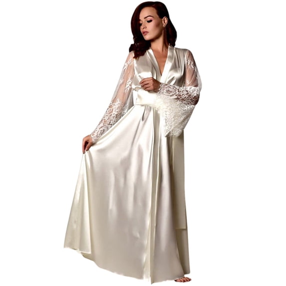 GERsome Women's Lace Trim Bride Bridesmaid Robes Silk Like Bridal Party ...
