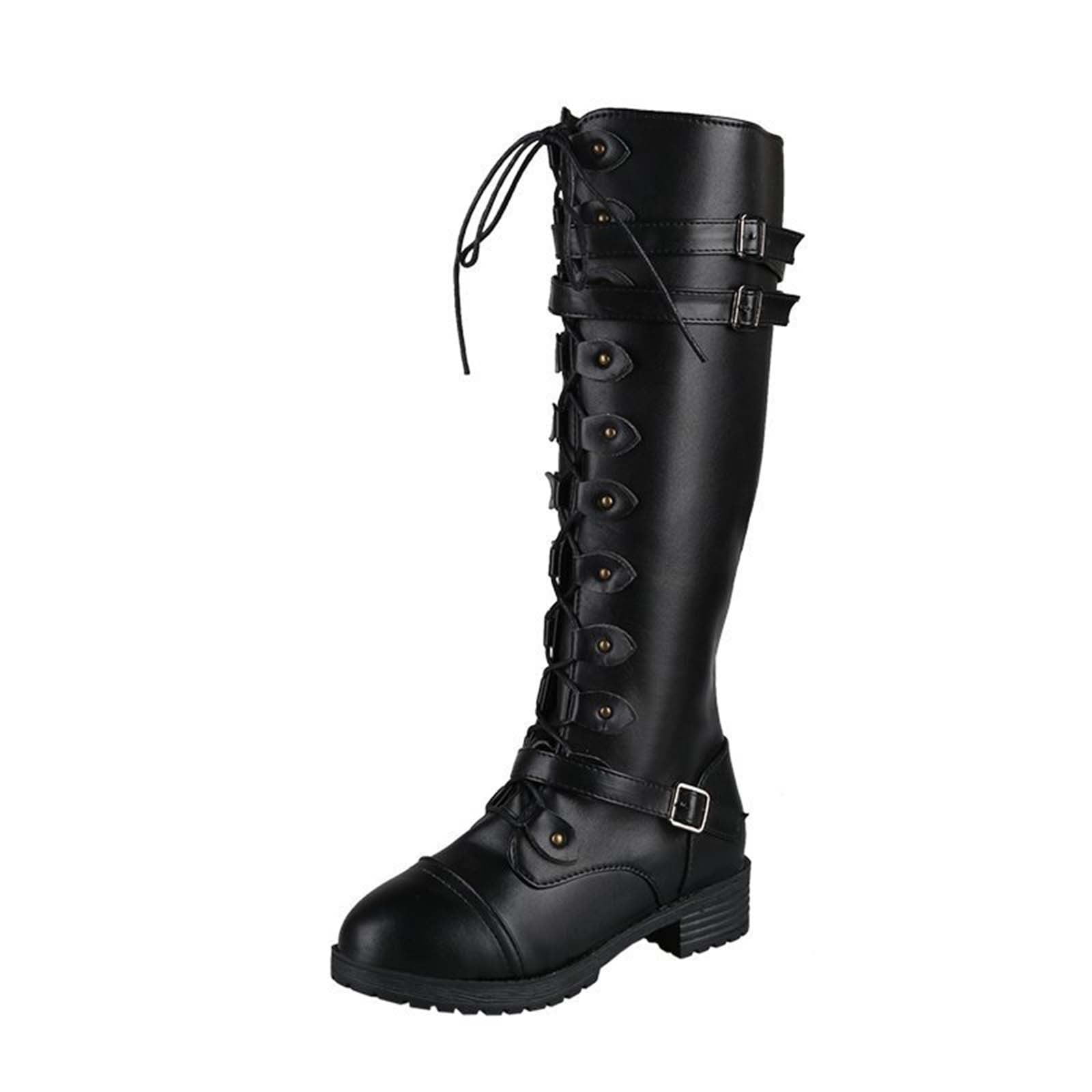 GERsome Women's Over The Knee Boot Fashion Flat Heel Boots Round Toe ...