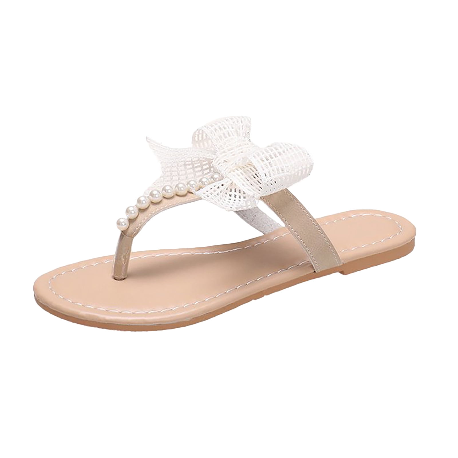 GERsome Women's Sandals - Pearl Flip Flops Beach Flat Sandals - Unique ...