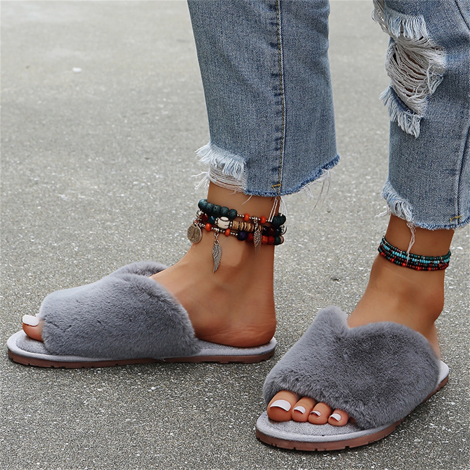 GERsome Women's Slip On Slippers, Indoor/Outdoor Warm Fuzzy Comfy House ...