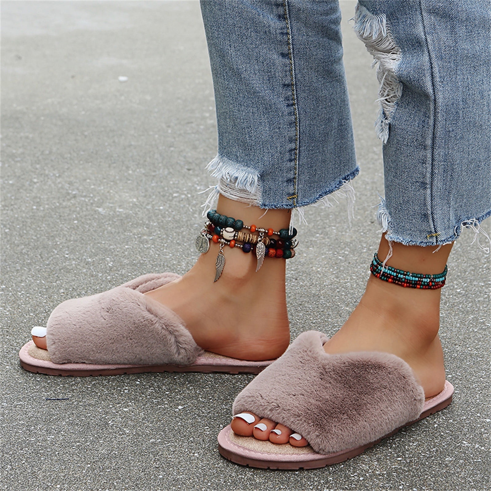 GERsome Women's Slip On Slippers, Indoor/Outdoor Warm Fuzzy Comfy House ...