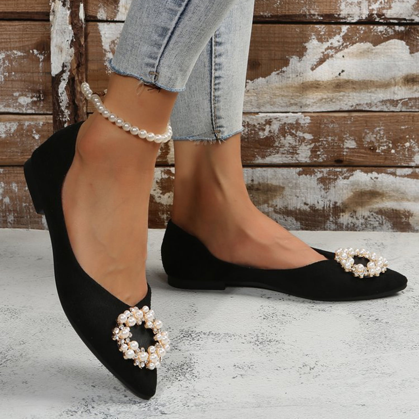 GERsome Women's Summer Sandals Retro Pointed Toe Flat Sandals Evening ...